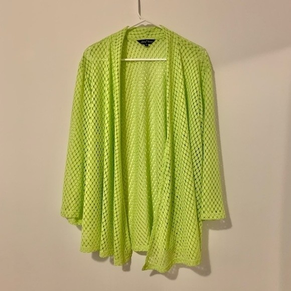Slinky Brand | Sweaters | Slinky Brand Mesh Style Cardigan Neon Green ...